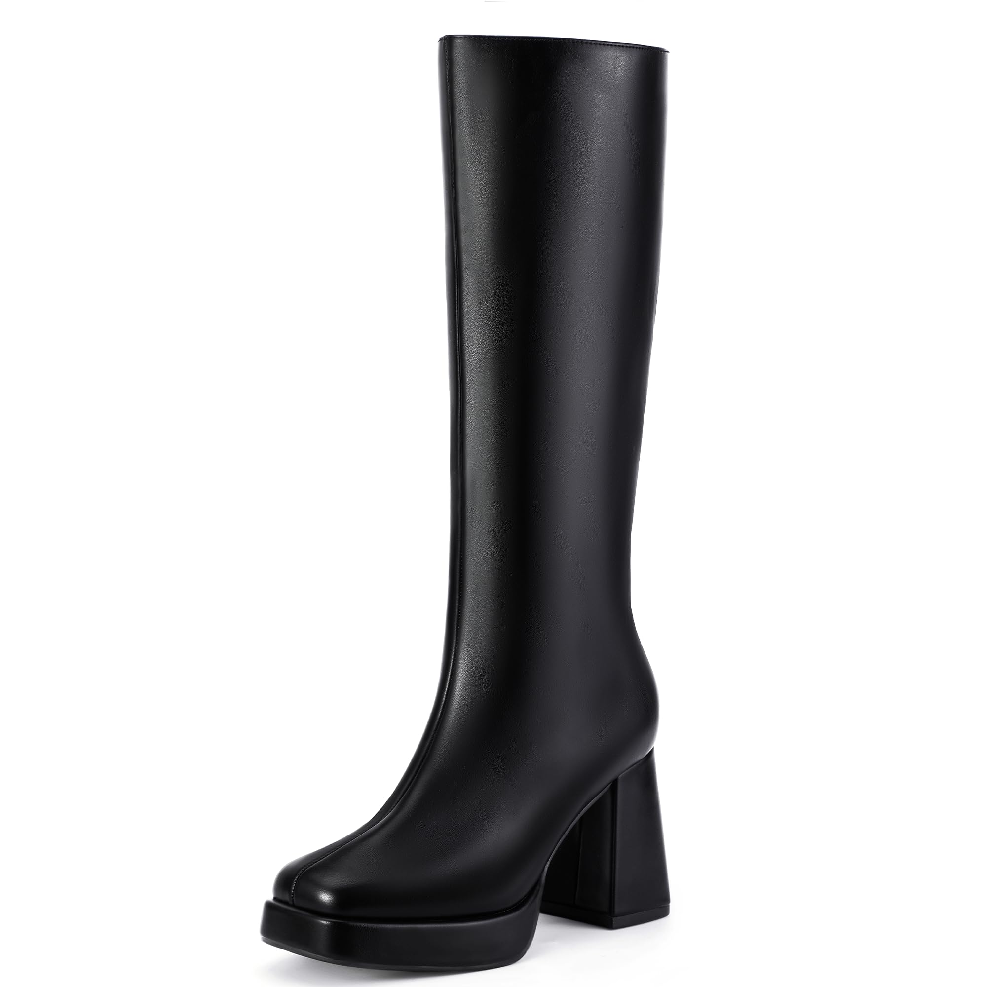 IDIFU Black Knee High Boots for Women Platform Boots Tall High Long ...