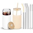 Amazon.com: WillCome 20oz Glass Cups with Lids and 3 Types of Straws ...