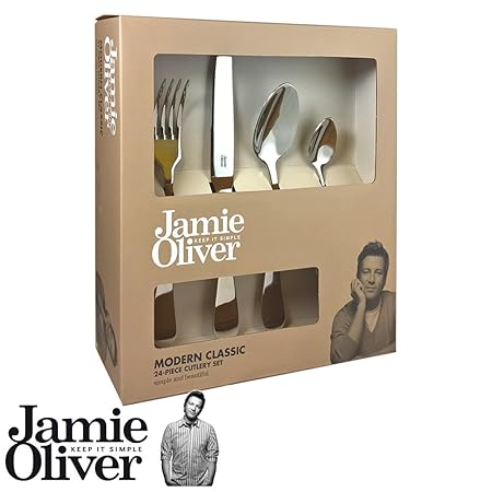 Jamie Oliver Modern Classic Cutlery Set 18/0 - 24 pieces: Amazon.co.uk ...