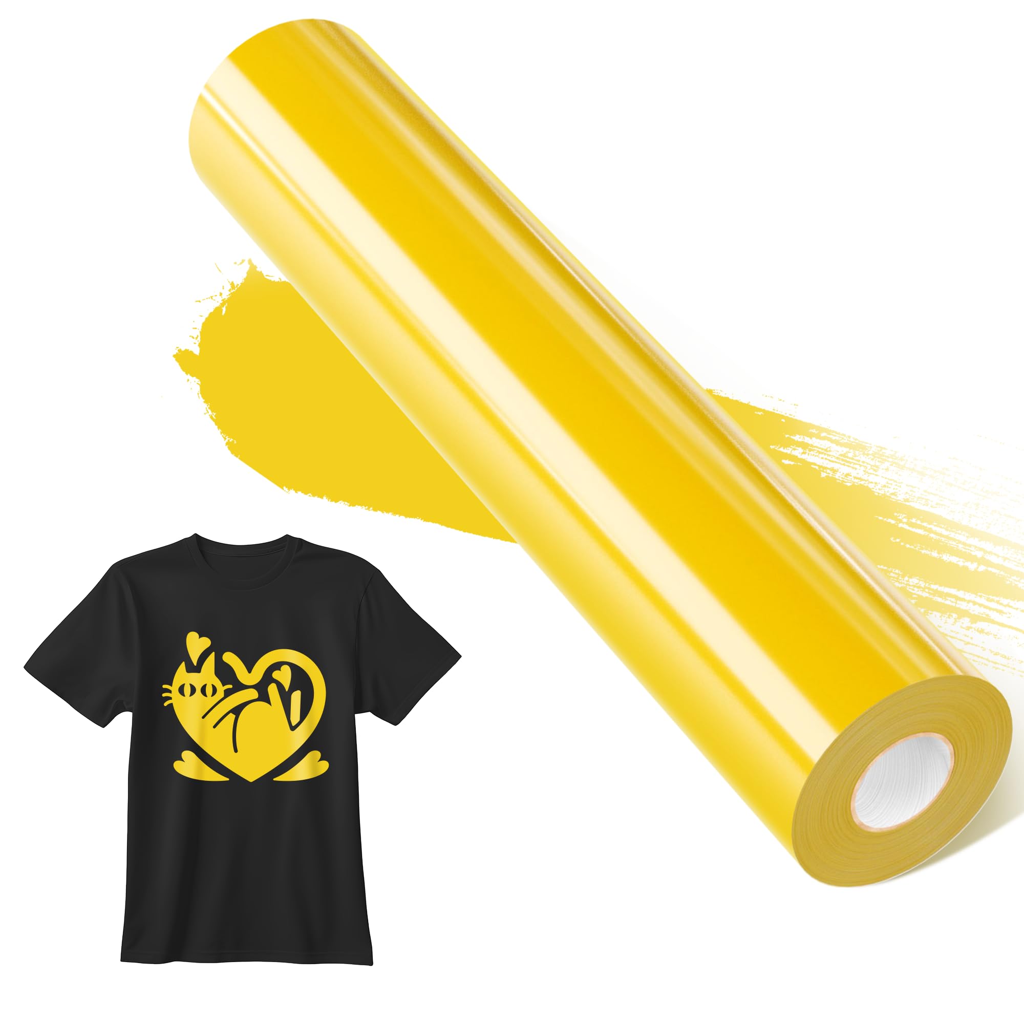 Heat Transfer Vinyl, JAVIGA Yellow HTV, 12" x 8ft Yellow Iron on Vinyl ...