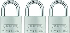 ABUS 64TI/40 Titalium Aluminum Alloy Padlock, Keyed Alike with Nano Protect Steel Shackle, Pack ...