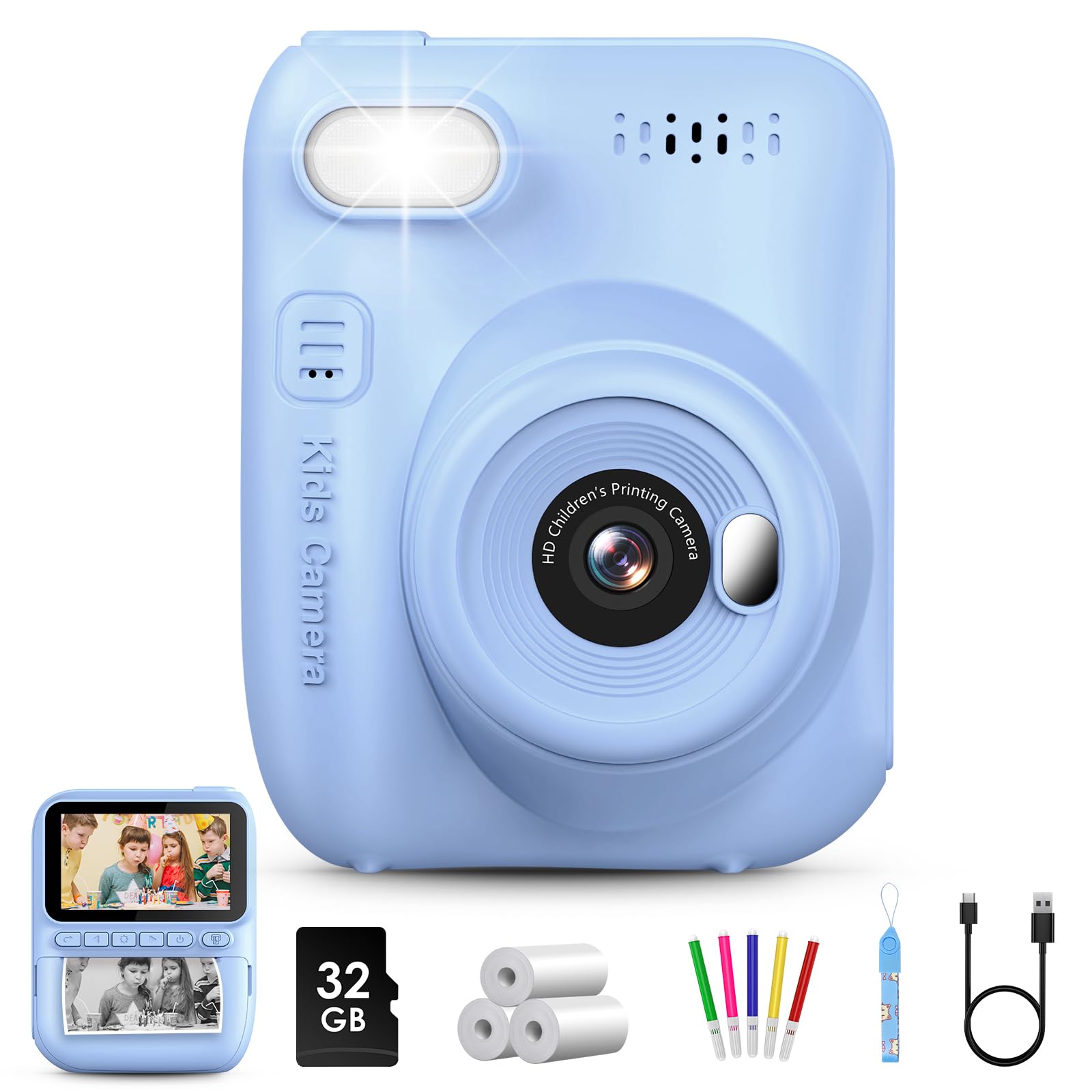 Kids Instant Print Camera, 3.0-inch HD Screen 32MP Photo Instant ...