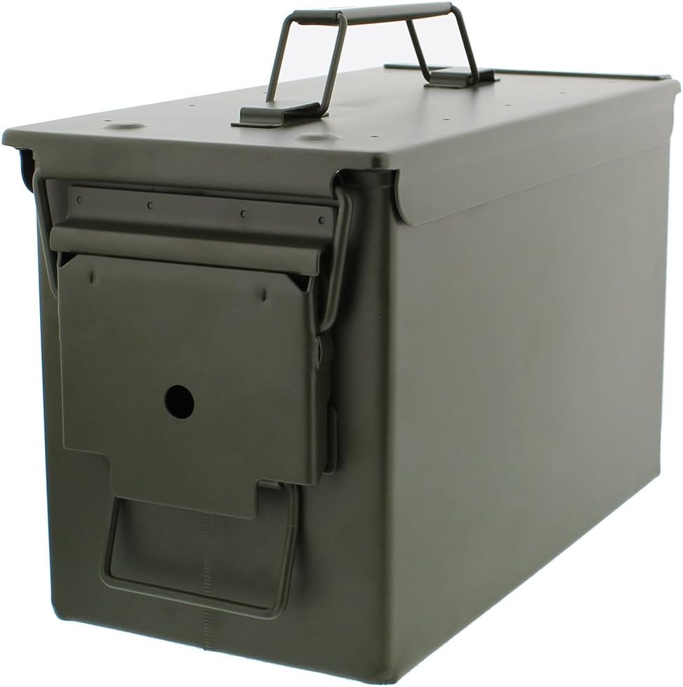 50 Cal Metal Ammo Case Can 1-Pack – Long-Term Shotgun Rifle Gun Ammo ...