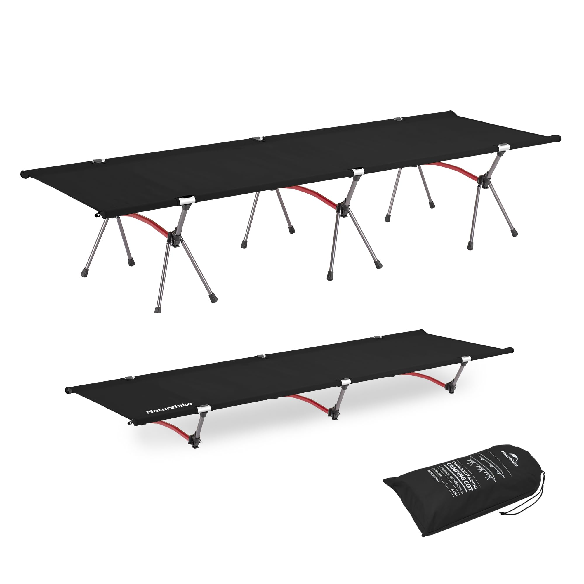 Naturehike ArmyWild Folding Camping Cot, Height Adjustable Ultralight ...
