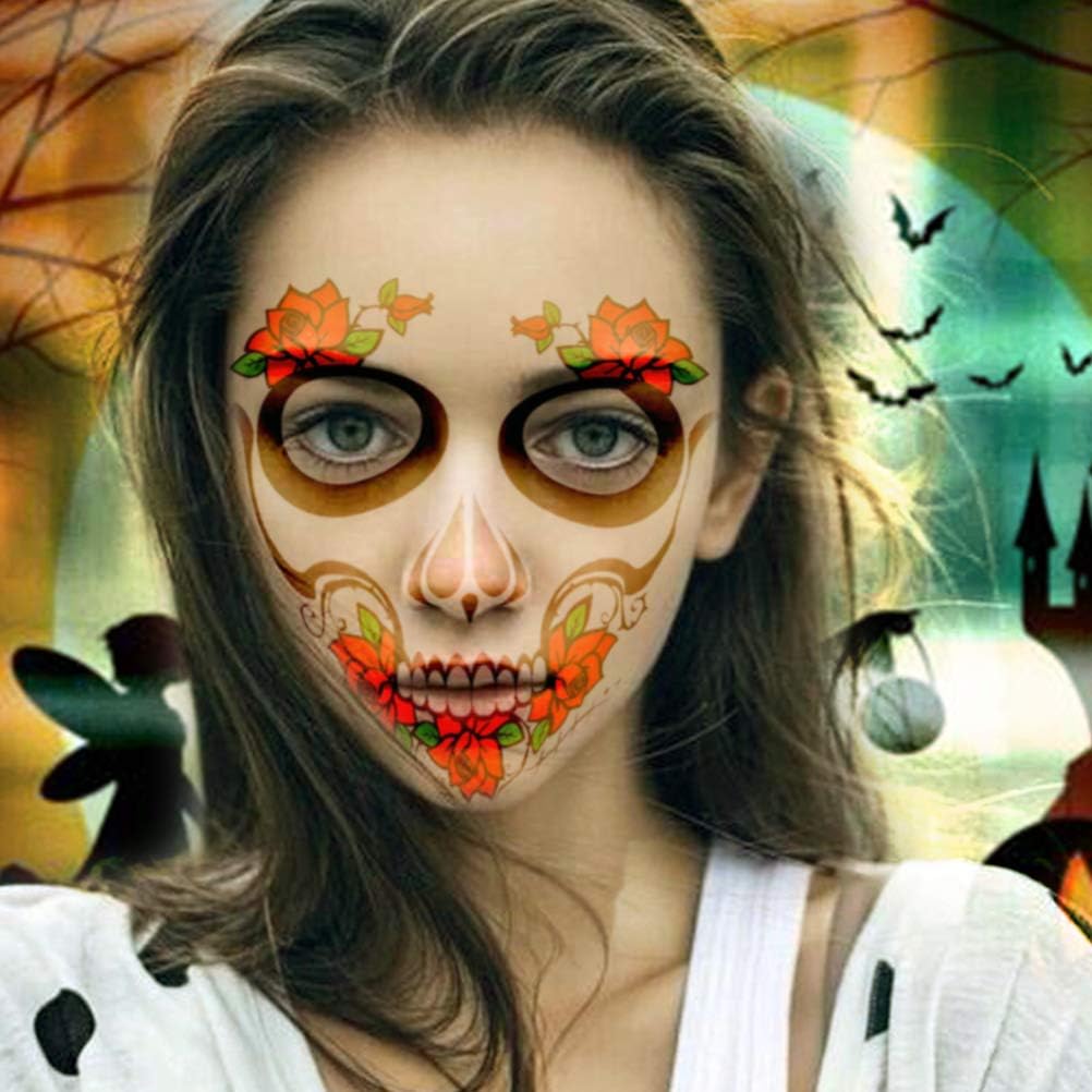 10 Sheets of Halloween Face Tattoos Stickers, Temporary Face Tattoos ...