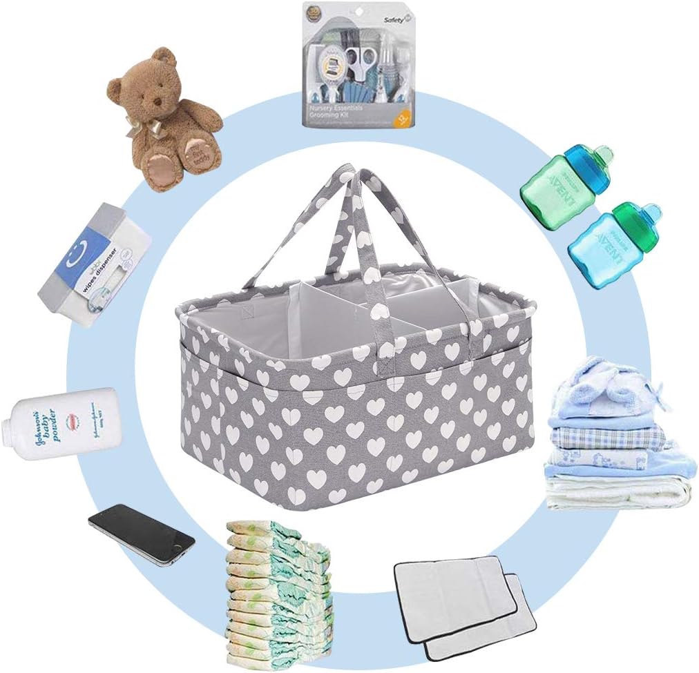 Large Baby Nappy Caddy Organiser,Infant Diaper Storage Bin Nursery Tote ...