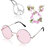 Amazon.com: 3 Pieces Hippie Costume Set includes Peace Sign Bead Necklace, Flower Crown Headband ...