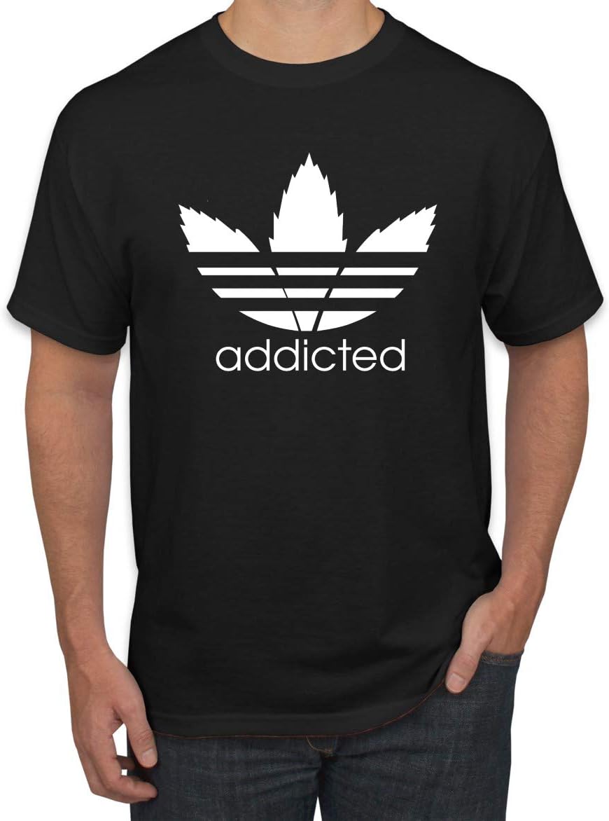 Addicted | Pot Leaf Parody | Mens Weed Tee Graphic T-Shirt, Black ...