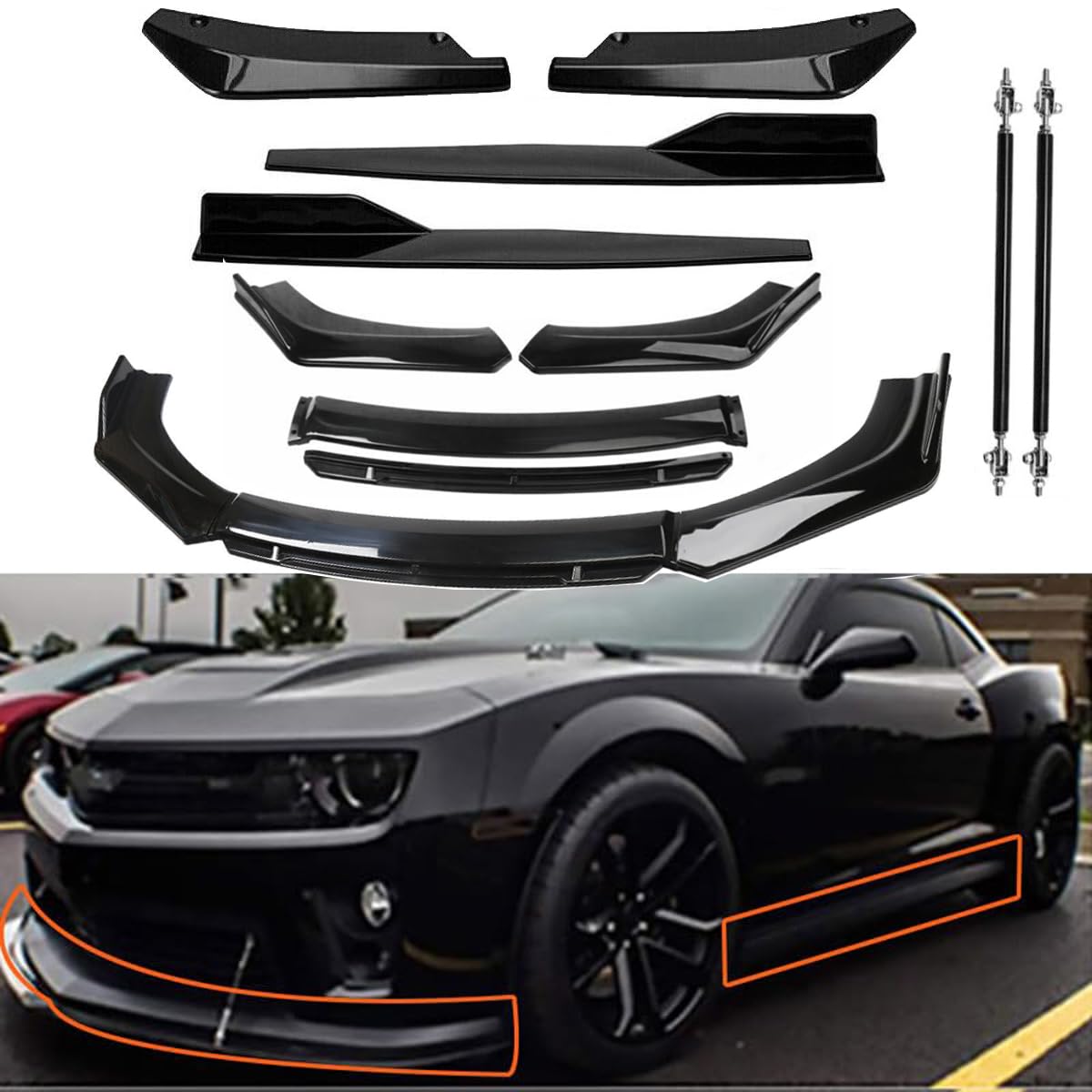Mua Gloss Black Bumper Lip Spoiler Splitter Fit for 1997-2002 2010-2021 ...