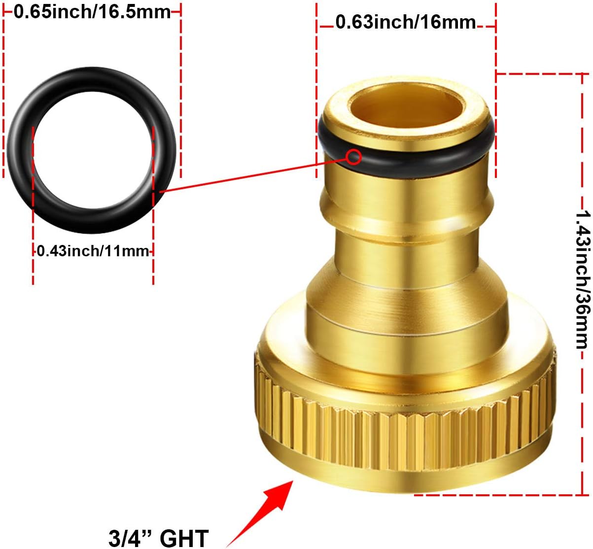 3/4 Inch Brass Garden Hose Connector Female Male Quick Connector Water Hose Coupling Adapter ...