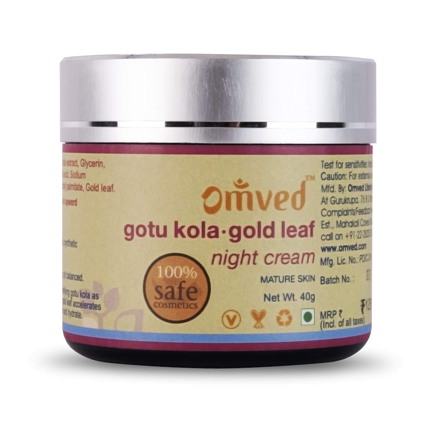 Omved Gotu Kola Gold Leaf Night Cream | Skin Firming Ayurvedic Anti ...