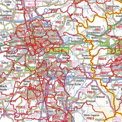 North West England Postcode Sector Wall Map (S12) – 33.25″ x 47 ...