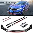 Amazon.com: Glossy Black&Red Universal Front Bumper Lip Spoiler ...