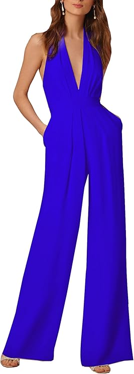 Bestfort Jumpsuit Damen Lang Elegant Overall Festlich Schick Ärmellos ...