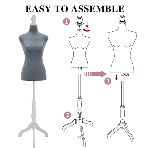 Sewing Mannequin Adjustable Female Mannequin Torso - 50-63 Inch Dress ...