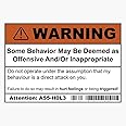 Amazon.com: Warning: Offensive Behaviour Vinyl Waterproof Sticker Decal ...
