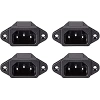 uxcell C13 Panel Mount Plug Adapter 250V AC 10A 3 Pins IEC Inlet Module ...