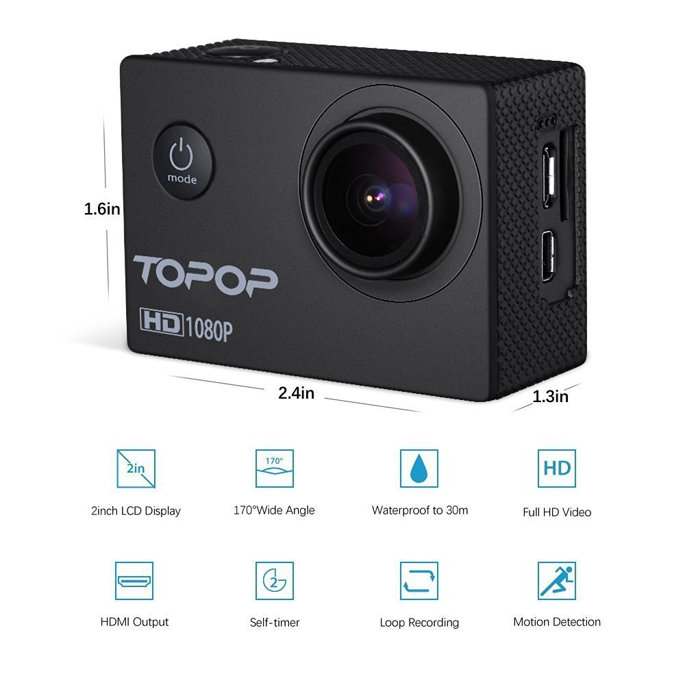 Product - Camera Sports Topop Underwaterproof 12MP Image Full HD 1080p ...