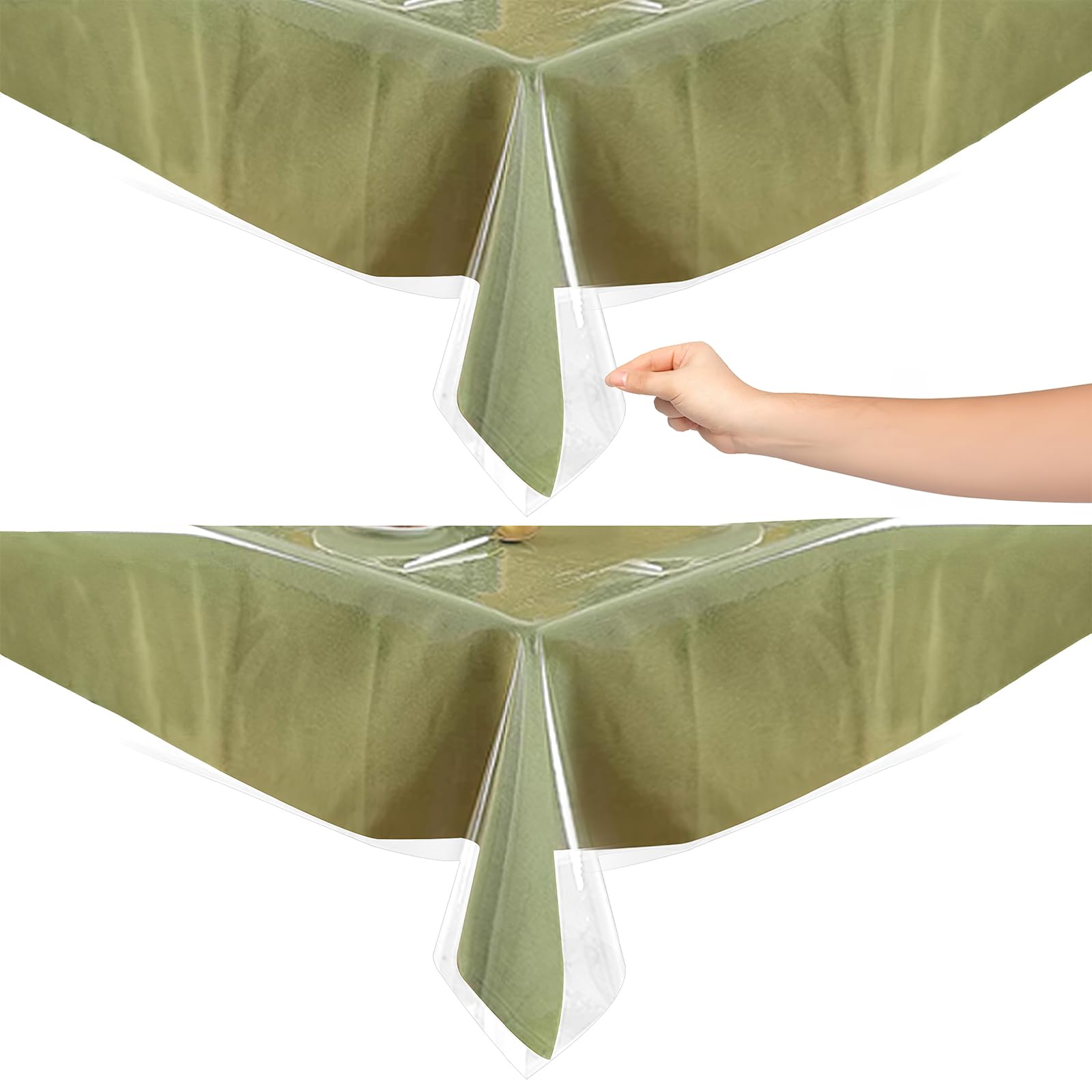Tebery 2 Pack Clear Plastic Tablecloth, 54 x 54 Inch Square Table Cover ...