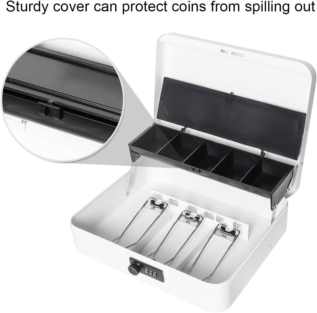 Parrency Locking Large Metal Cash Box with Money Tray, Money Box with ...