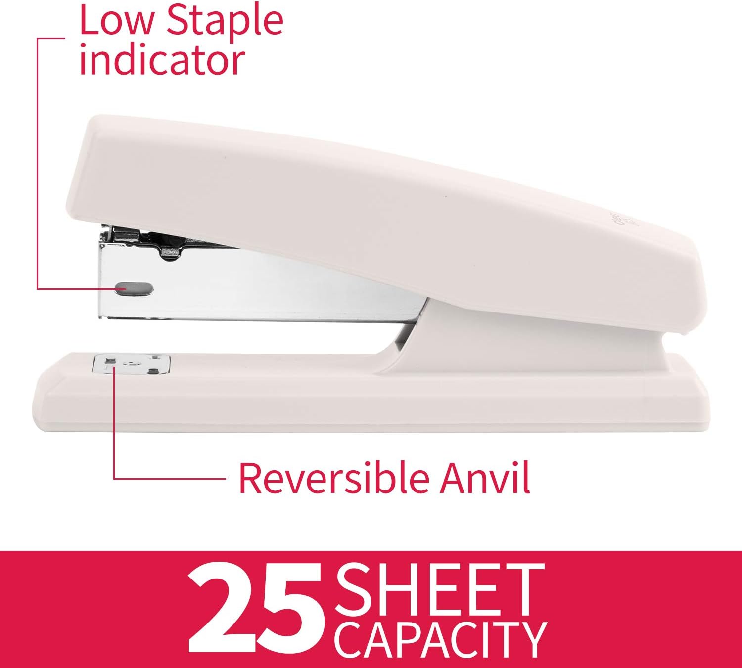 Stapler, Desktop Staplers with 640 Staples, 25 Sheet Capacity, White ...