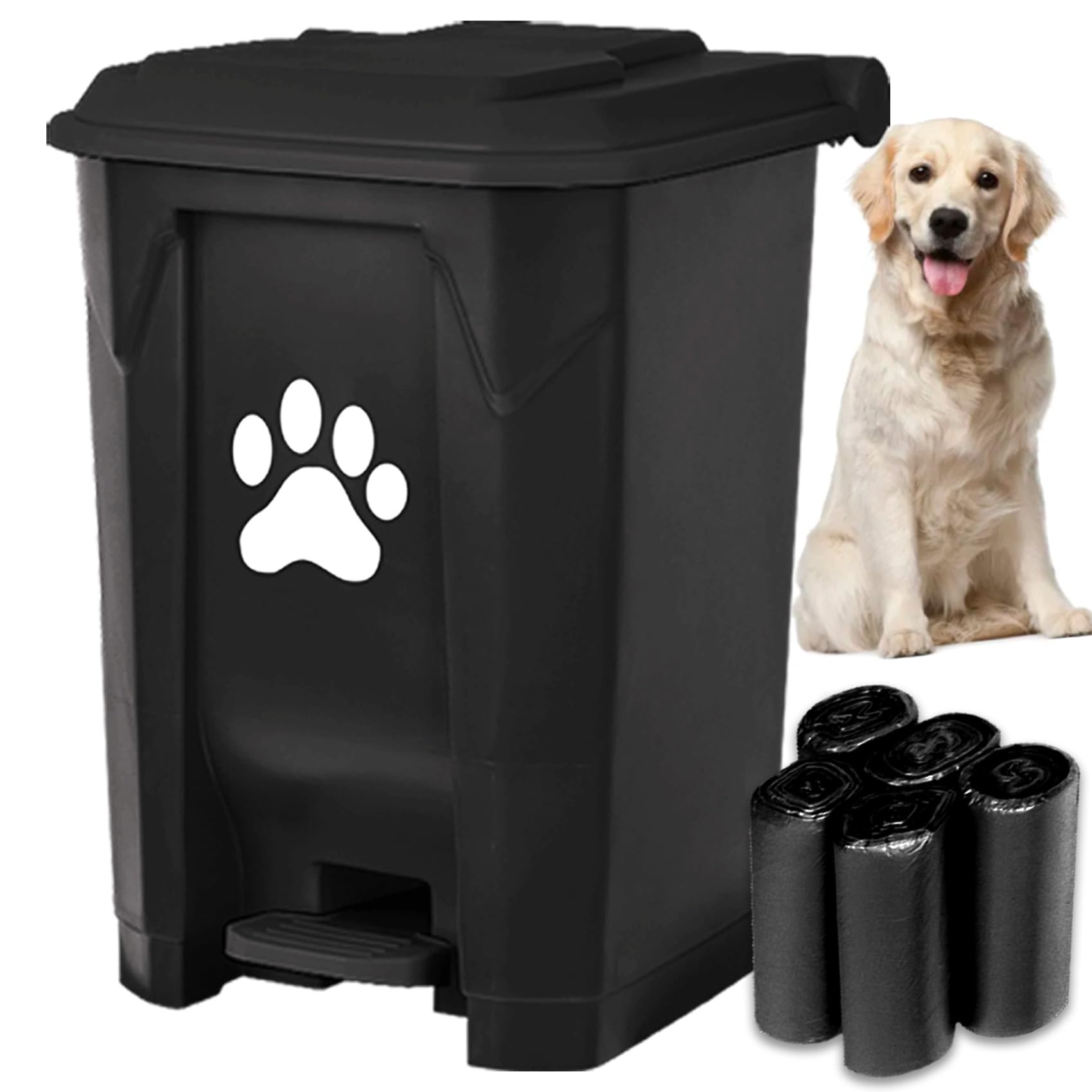 tebiete Dog Poop Trash Can Outdoors Pet Waste Station with Lid Dog ...