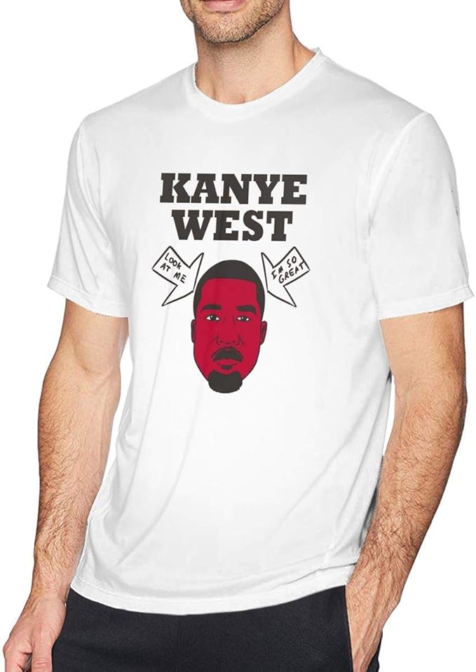 Kanye West Logo T Shirt Men Casual Round Neck Short Sleeve Top: Amazon ...