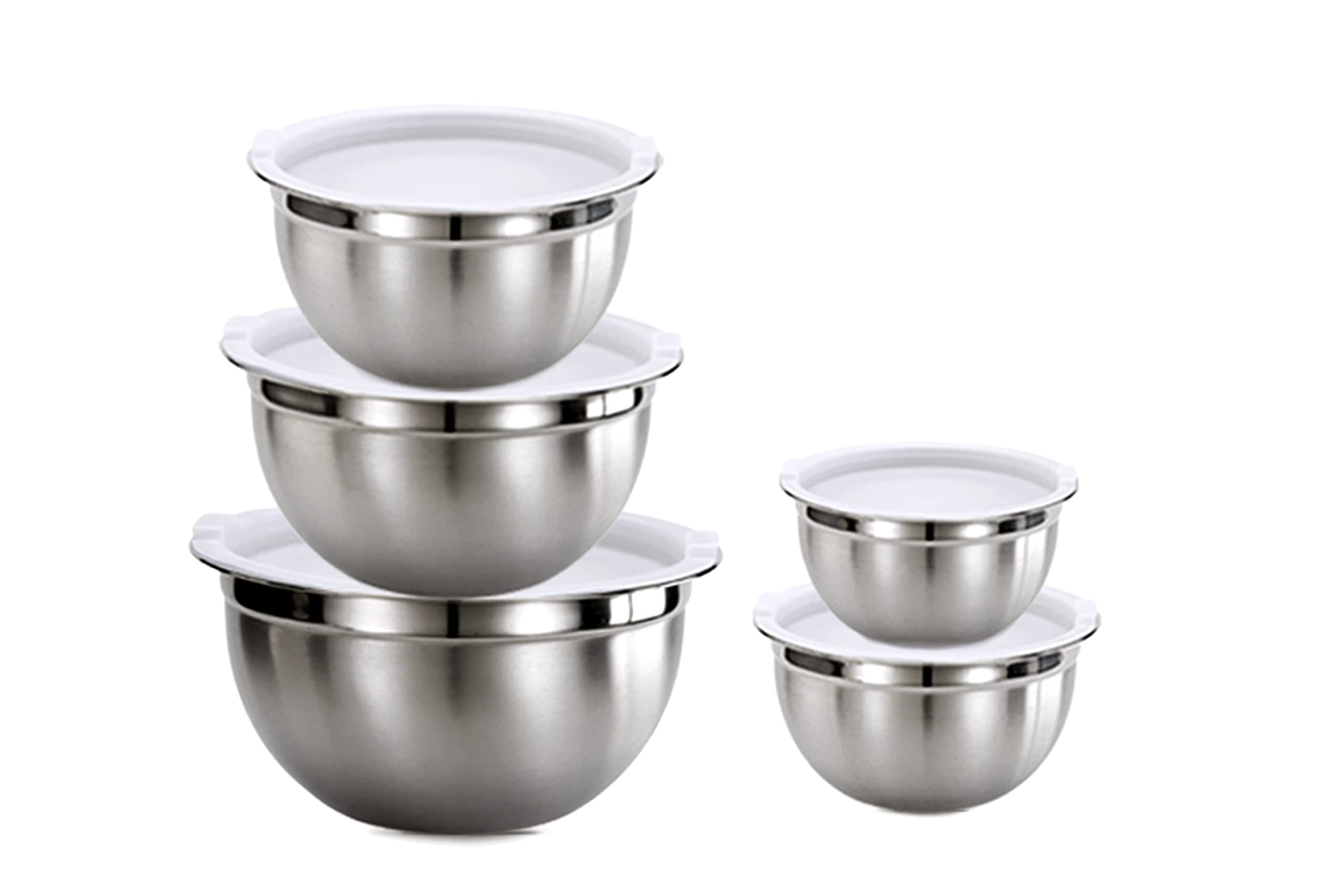 Vinod Cookware Stainless Steel Mixing Bowls with Lids - Heavy Duty Flat ...