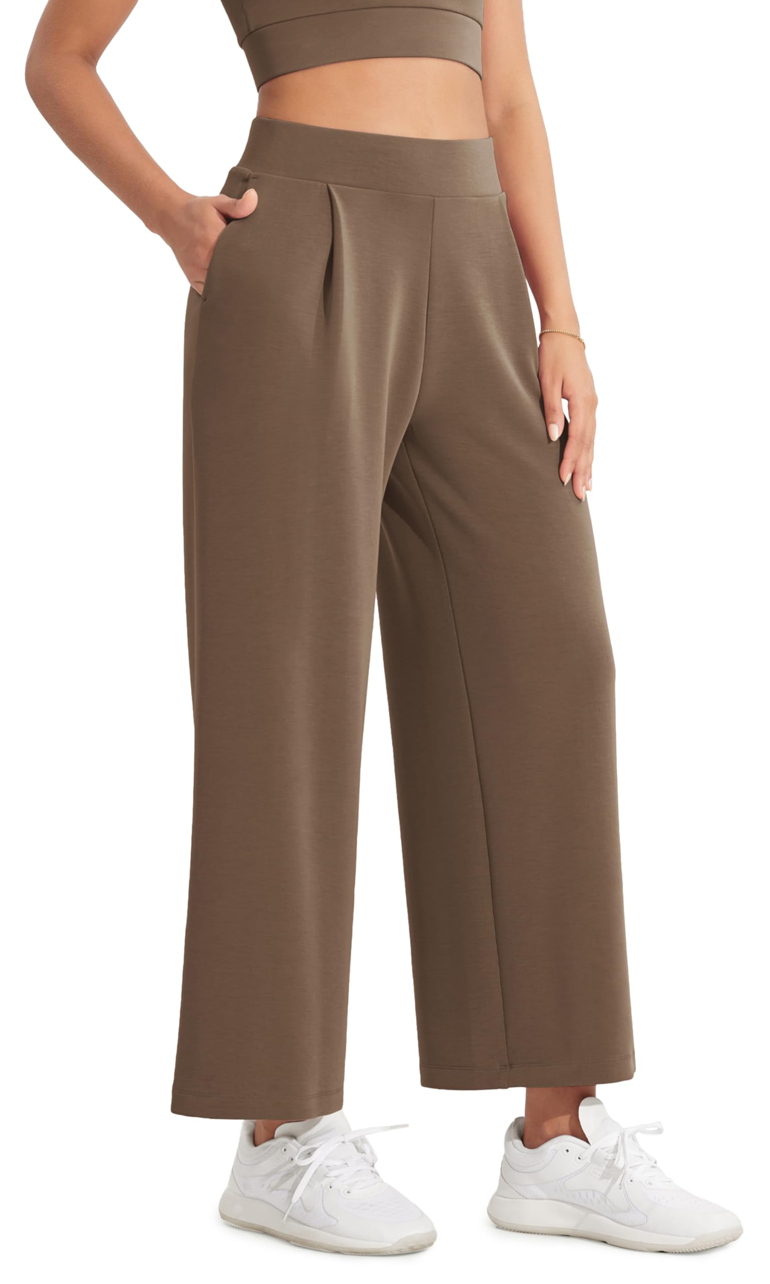 ODODOS Modal Soft Wide Leg Cropped Pants for Women High Waist Casual ...