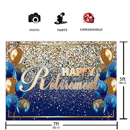 Buy Funnytree 7x5FT Happy Retirement Party Backdrop Royal Blue and Gold ...
