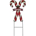 Amazon.com : Christmas Candy Cane Garden Stake, Metal Candy Cane ...