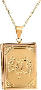 Amazon.com: 18K Gold Plated Allah Necklace Photo Locket Pendant ...