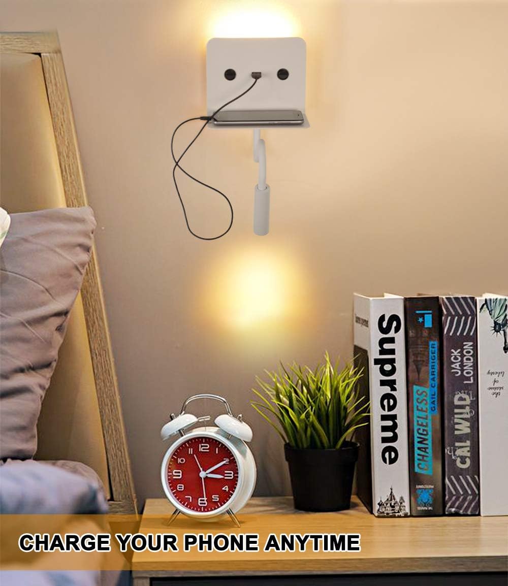 USB Wall light Adjustable Gooseneck Led Lamp 12W Aluminum Shelf ...