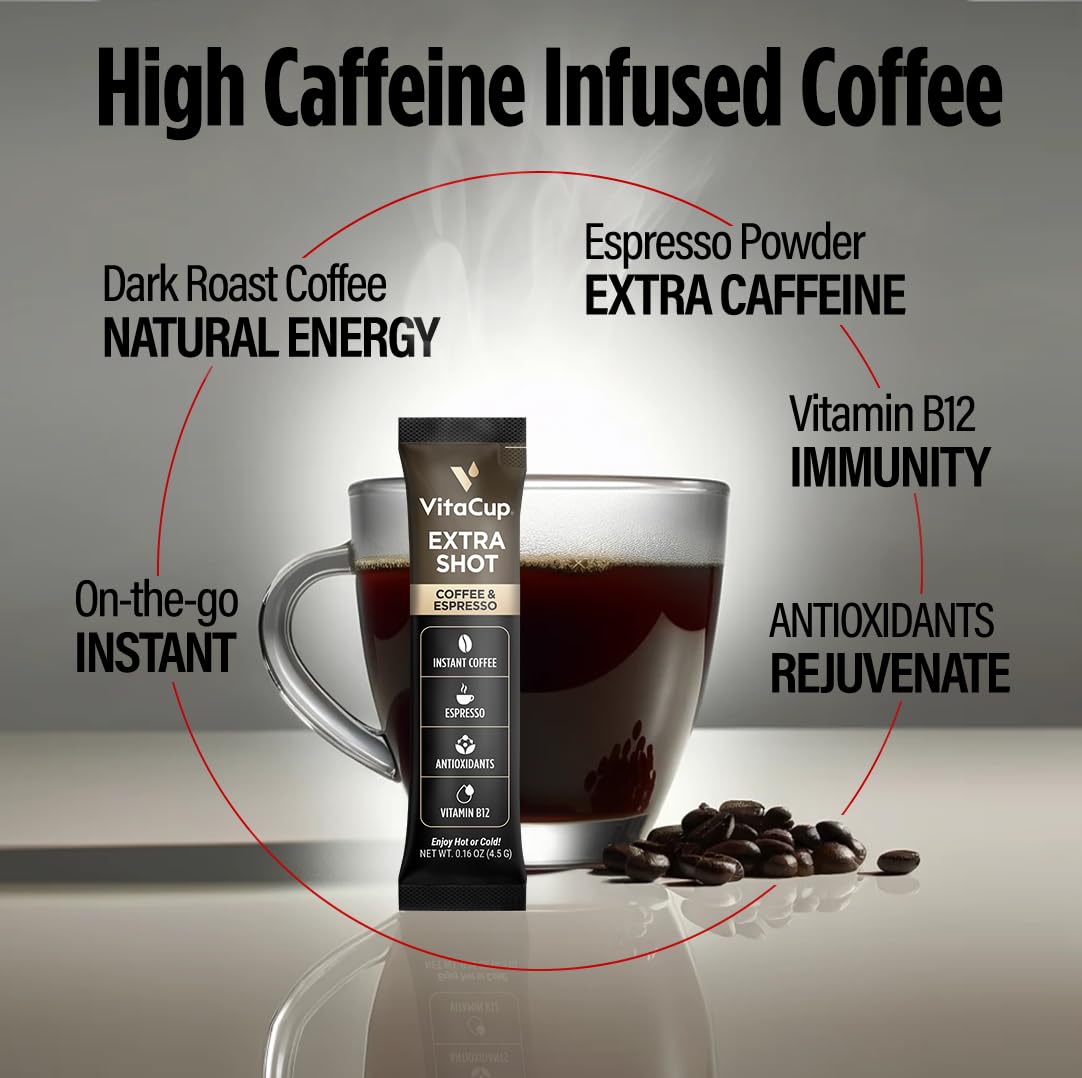 Mua VitaCup Extra Shot Instant Coffee Packets with Espresso Shot, “Red ...