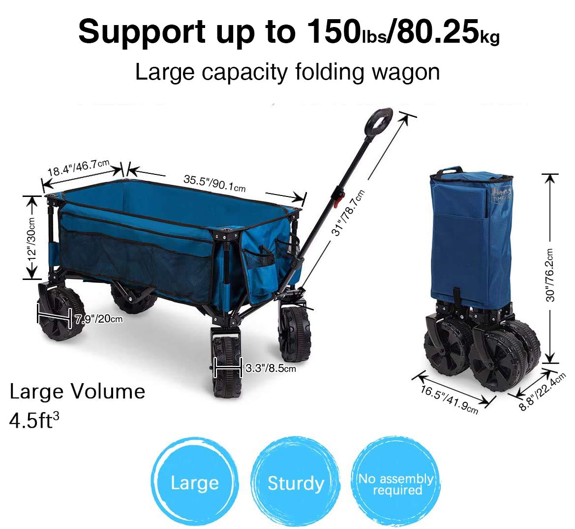 Timber Ridge Folding Wagon Collapsible Utility Trolley Outdoor Cart for ...