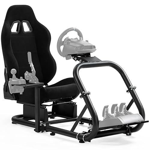 Dardoo Racing Simulator Cockpit Frame with Black Seat Fits for Logitech ...