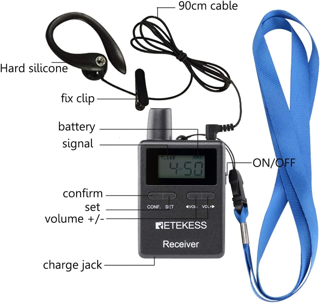 Retekess TT105 Tour Guide System, Wireless Transmitter Receiver, 50 ...