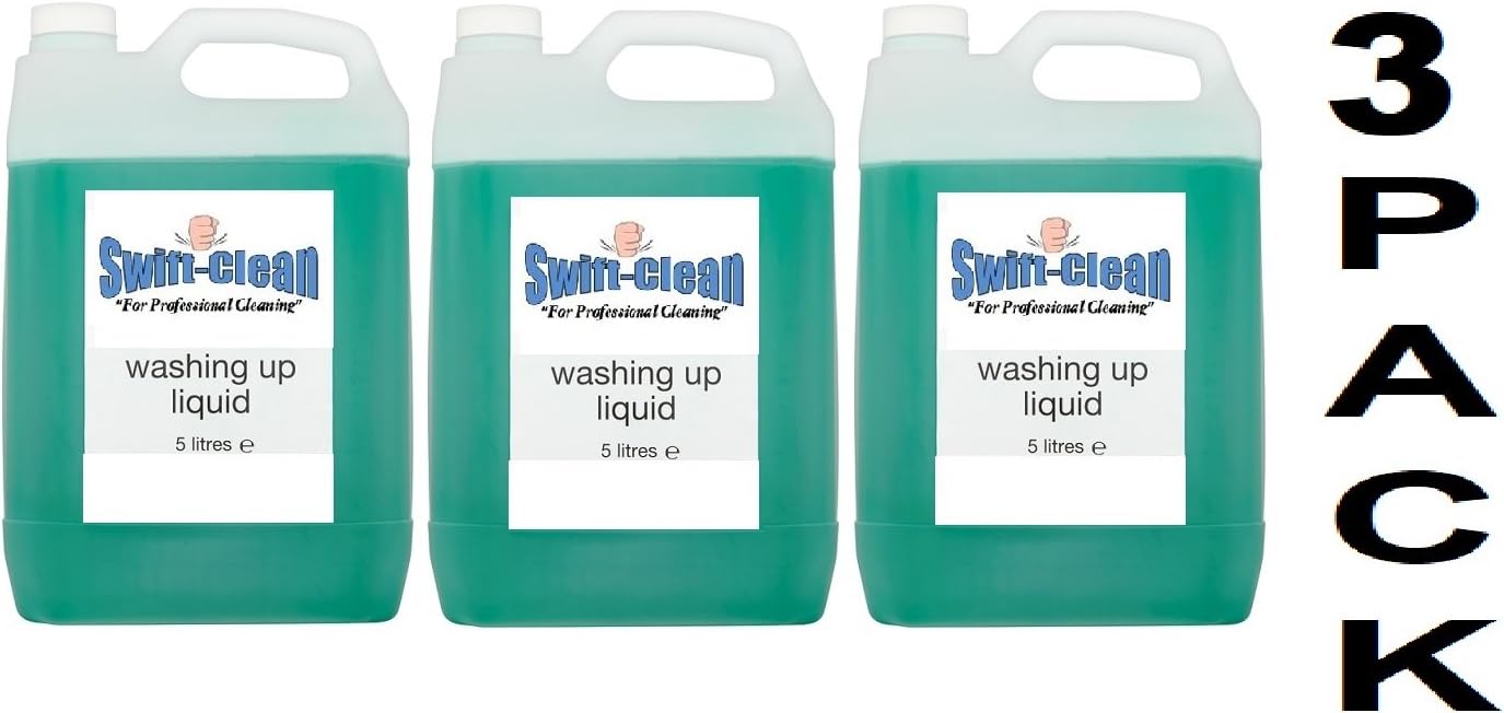Swift Clean® 3 x 5 Litre Bottles Washing Up Liquid High Quality Ideal ...