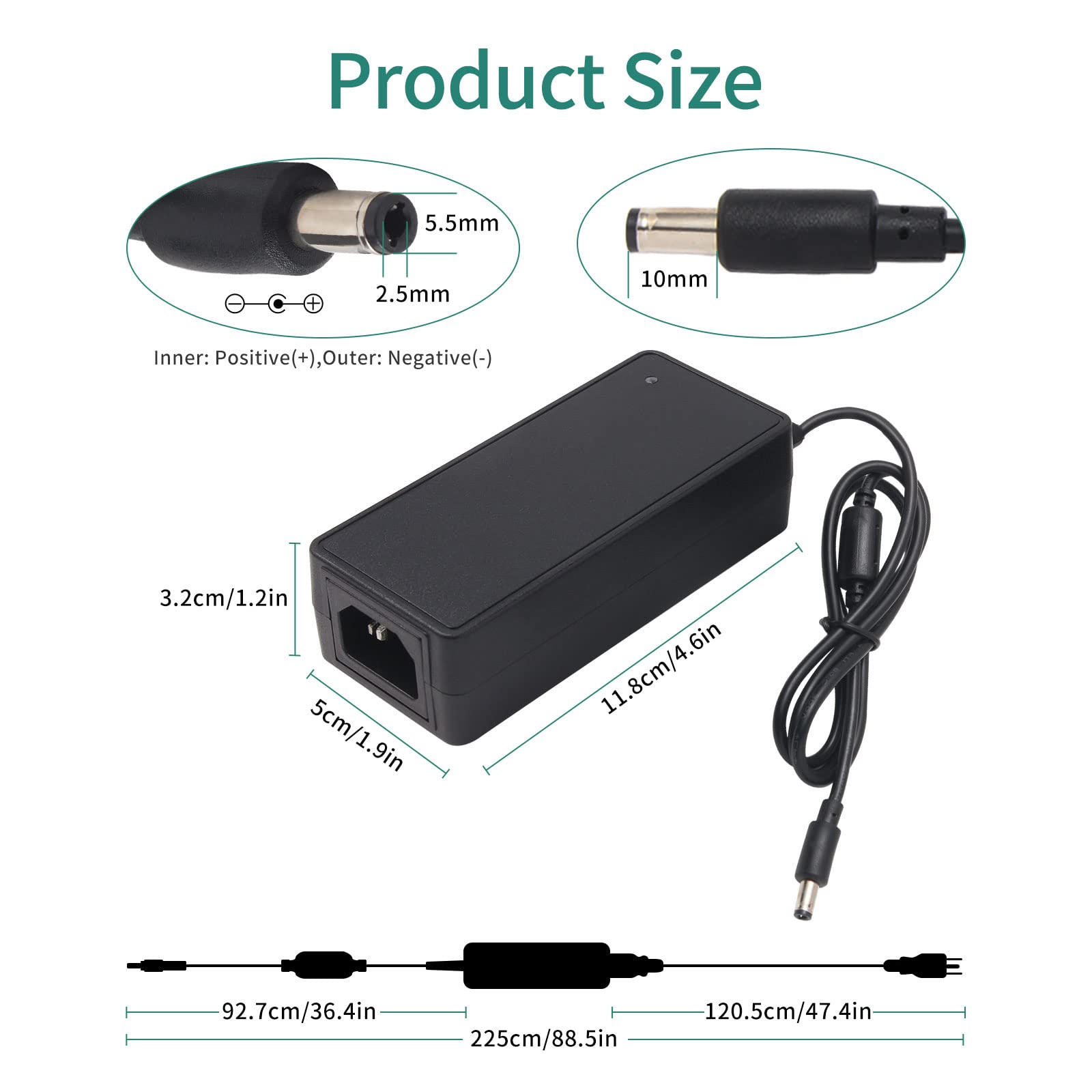 Mua 12V 5A Power Supply Adapter 100-240V AC to DC Converter with 5.5X 2 ...