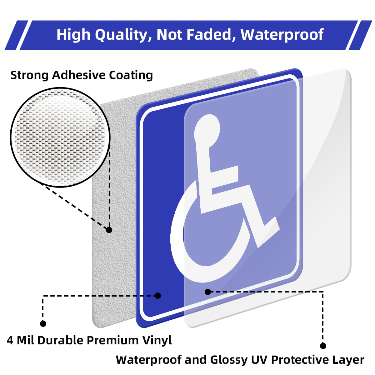 Mua 10 Pack Handicap Sign Stickers, 6x6 inch Handicap Parking Sign ...