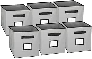 Amazon.com: Hangorize Collapsible Fabric Cubicle Storage Bins, Gray, 6 ...