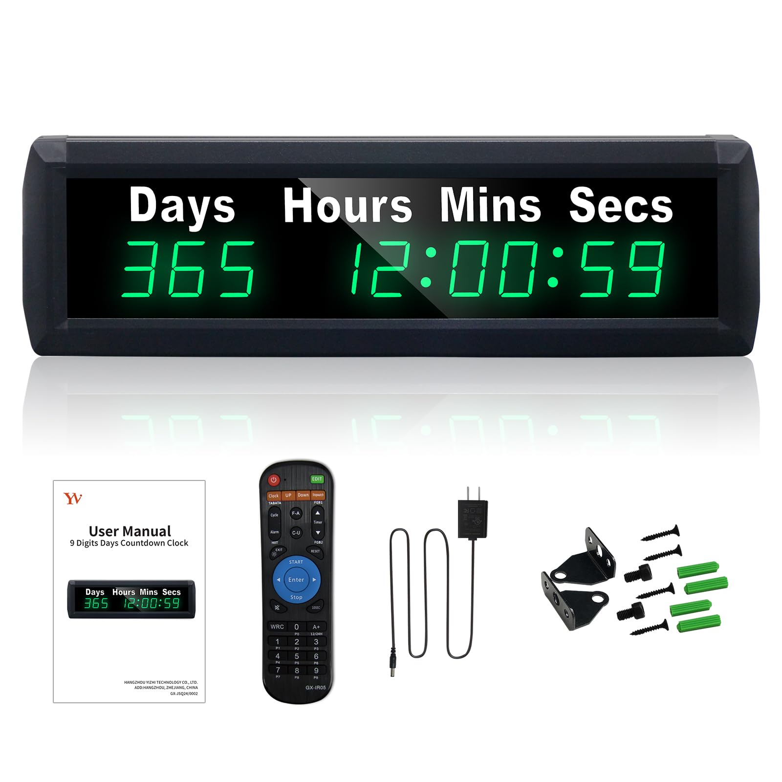 YZ Digital 999 Days Countdown Timer, Count Up/Count Down Clock with Remote, 12/24 Hour Real Time ...