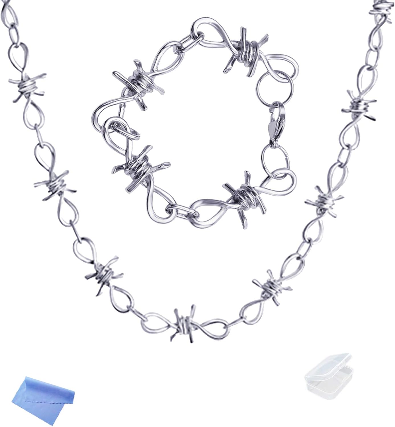 XHBTS Stile Punk Gotico in Lega di filo Spinato Collana e Bracciale con ...