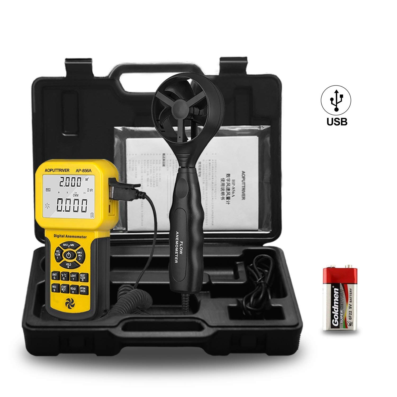 Mua Pro HVAC Anemometer Handheld CFM Meter Wind Speed Meter with ...