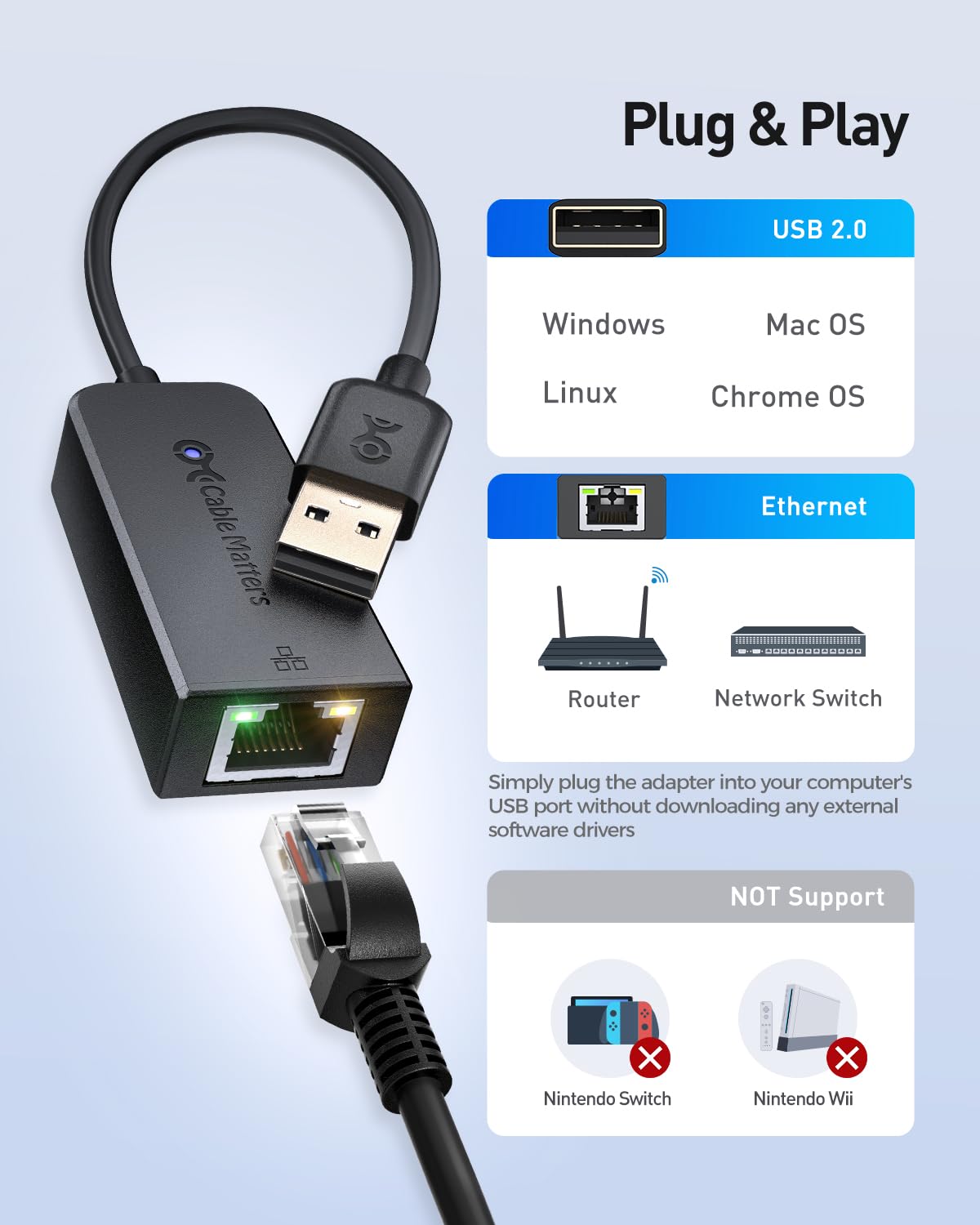 Cable Matters Plug & Play USB To Ethernet Adapter With PXE, MAC Address ...