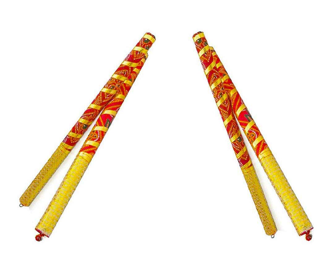Buy DMS RETAIL Multicolor Wooden Bandhni Dandiya Garba Sticks for ...