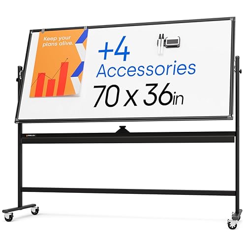 Rolling Dry Erase Board 70 x 36 - Large Portable Magnetic Whiteboard ...