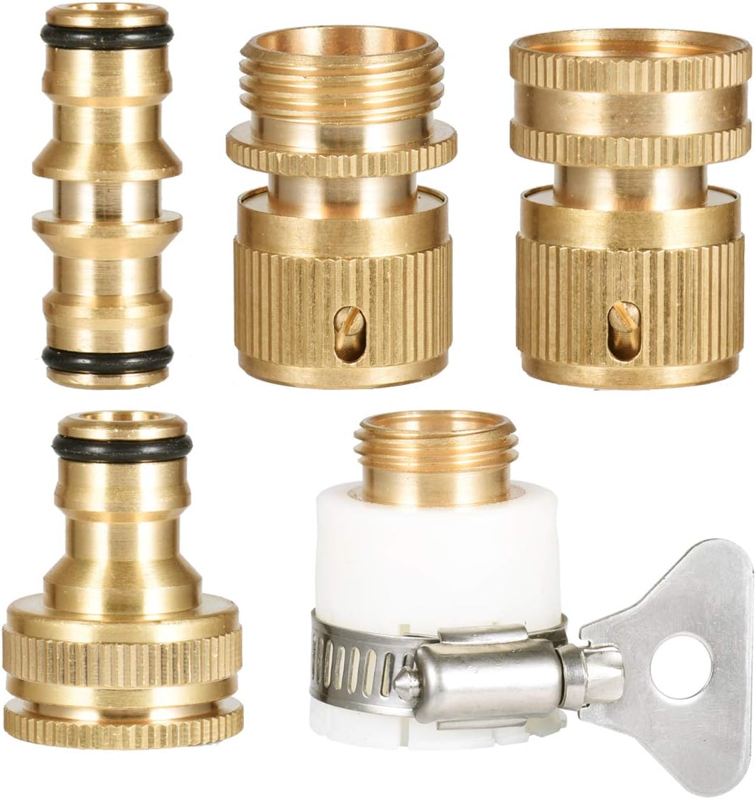 Hydrogarden Set of Brass Garden Hose Expandable Stretch Fittings Tap ...