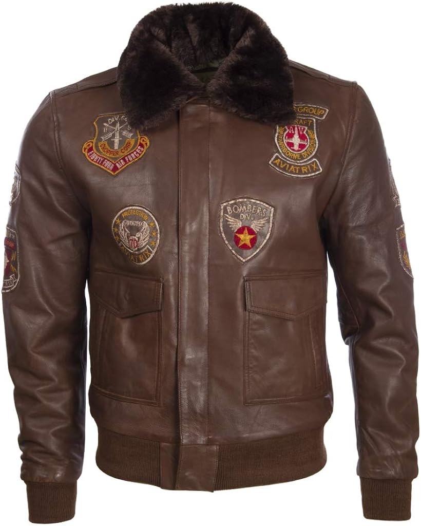 Aviatrix Men's Real Leather Aviator Pilot Bomber Jacket (JWR3): Amazon ...