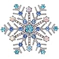 Amazon.com: Blue Snowflake Brooch Pin for Women Rhinestone CZ Winter ...